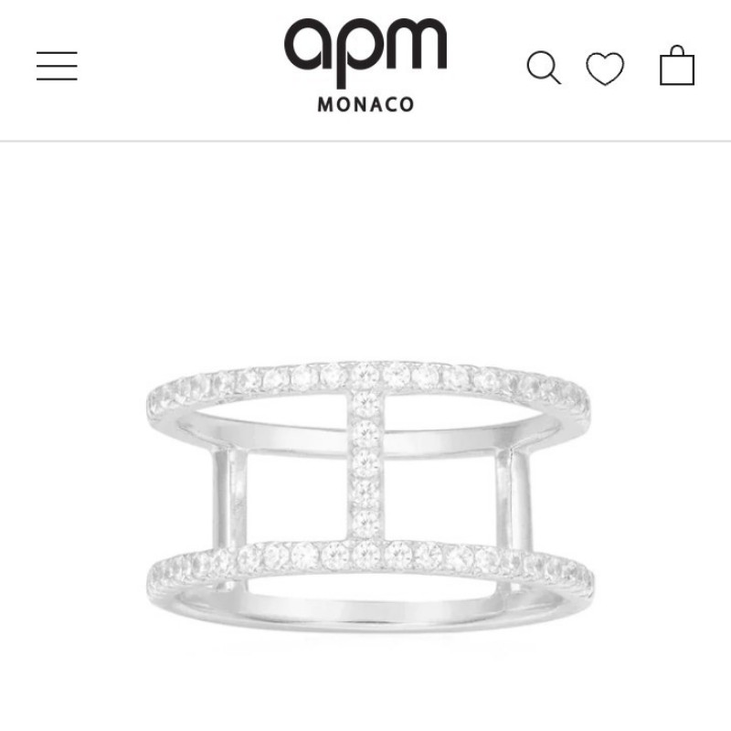 ~APM Monaco~🔥 COLLECTION CROISETTE 雙圈鑲石戒指 - 銀色50號｜PopChill 拍拍圈