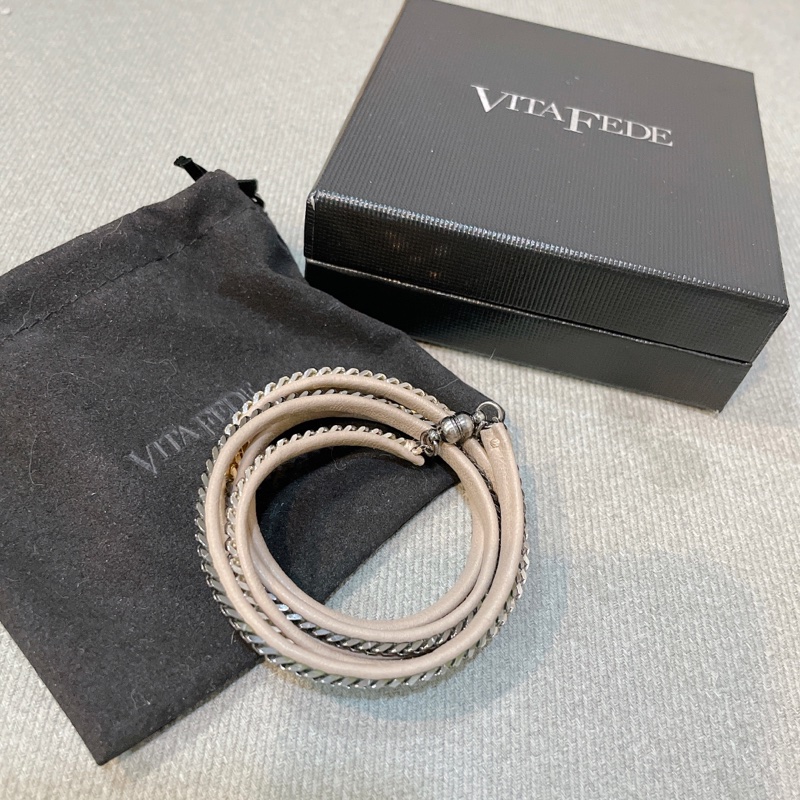 真品Vita Fede Capri五圈真皮手環奶油色｜PopChill 拍拍圈
