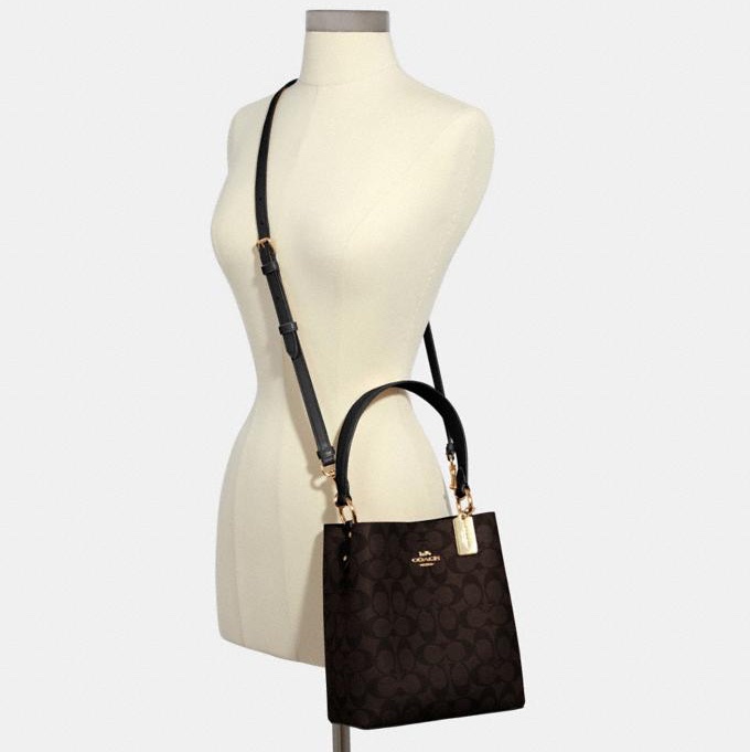 💕💕💯Coach 2312💕💕 C LOGO手提斜背兩用迷你水桶包(深咖)｜PopChill 拍拍圈