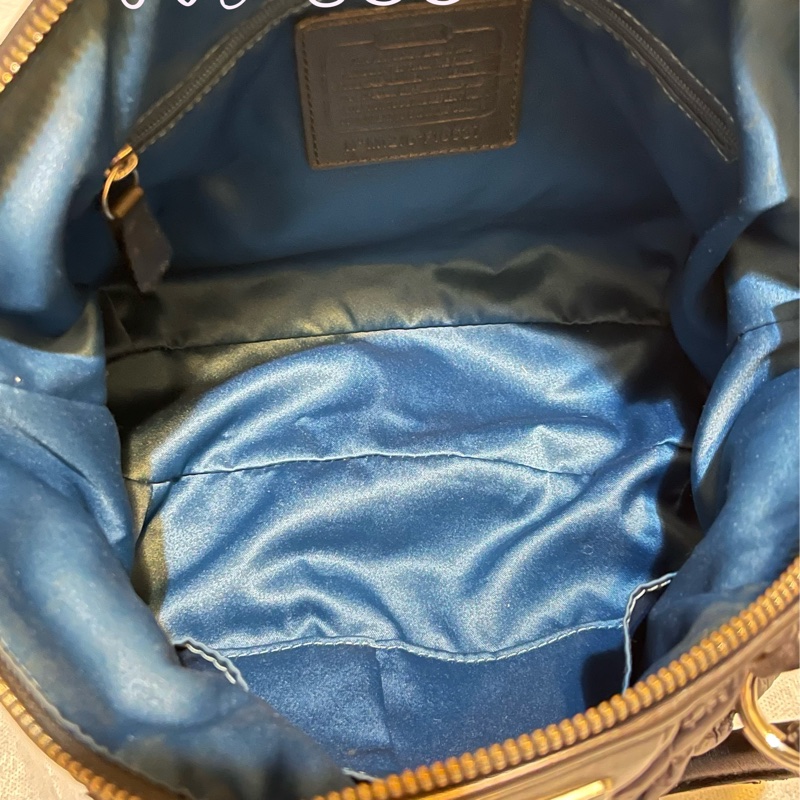 COACH F18637 質感黑皺褶 尼龍布面2WAY 手提包 肩背包 側背包 二手正品 優惠款｜PopChill 拍拍圈