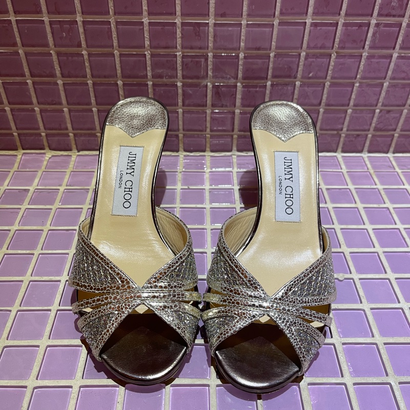 Jimmy Choo 優雅氣質高跟拖鞋 36 金色｜PopChill 拍拍圈
