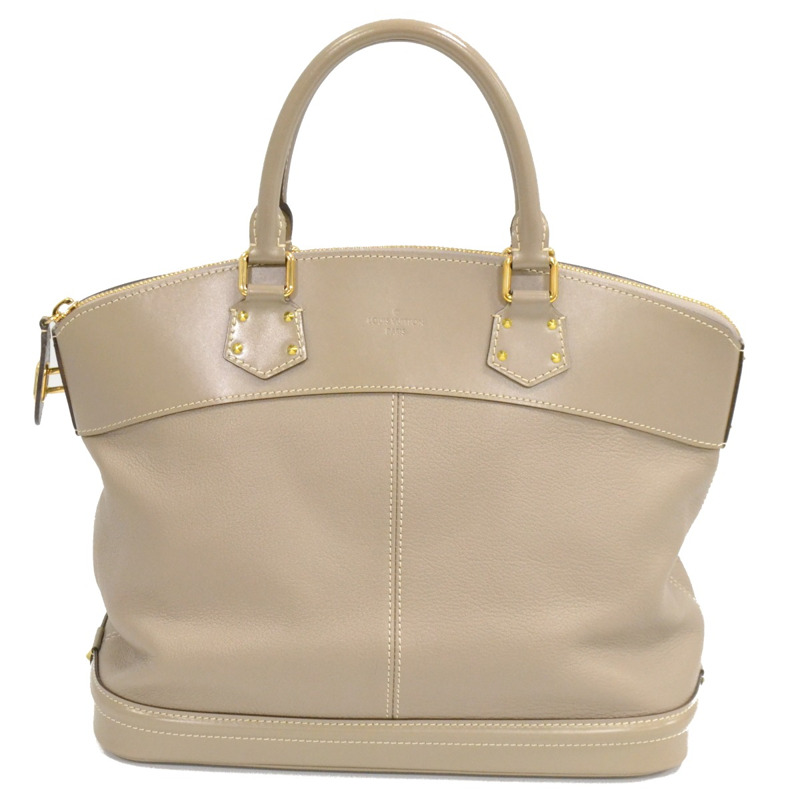 正品路易威登 LOUIS VUITTON LV Lockit MM Suhari 皮革手提包 Velone 灰色米色 M91791 ...