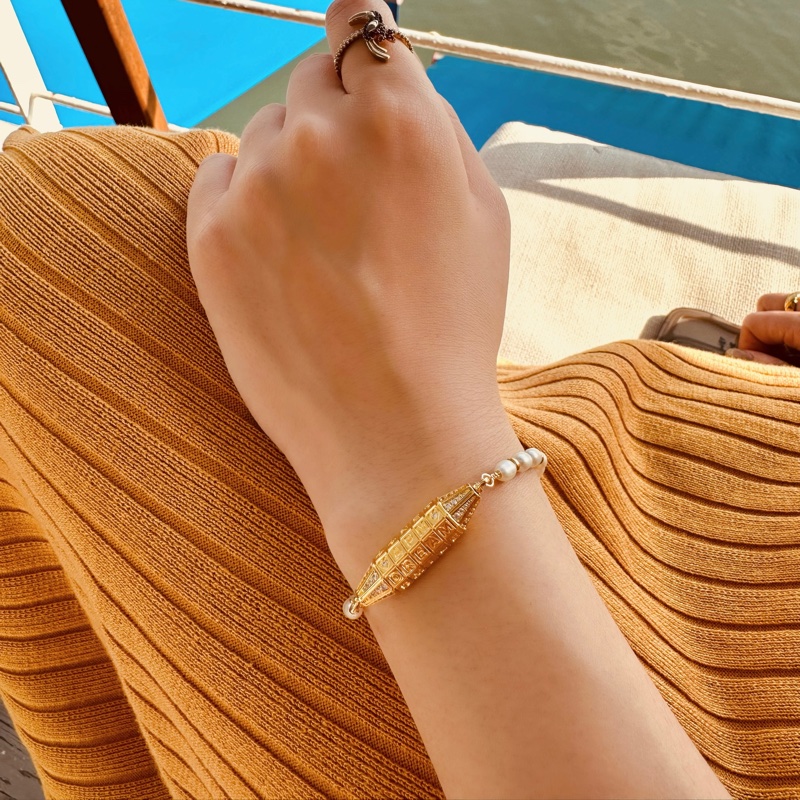 apm monaco 金色 珍珠 手鍊 Morse code｜PopChill 拍拍圈