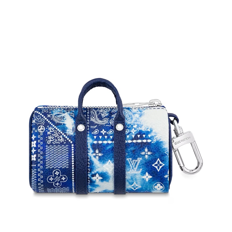 LV路易威登Monogram Bandana Mini Keepall 藍色迷你隨身包 吊飾 掛飾 鑰匙圈 零錢包MP3337｜PopChill 拍拍圈