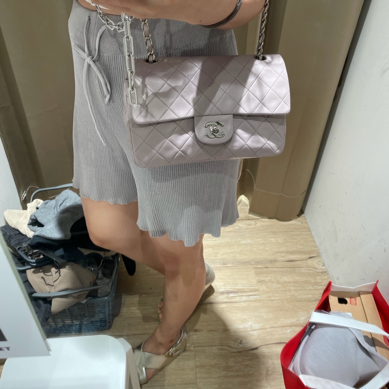 CHANEL CF23銀鍊粉灰紫極美極溫柔極稀有色｜PopChill 拍拍圈
