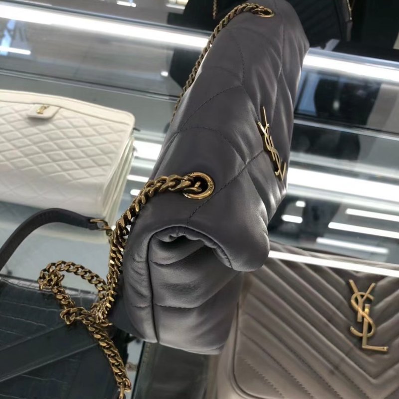 Saint Laurent YSL LouLou 小羊皮 Puffer Toy 金鍊包 風暴灰｜PopChill 拍拍圈