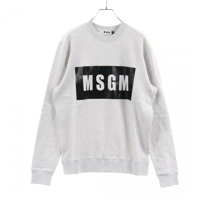 【日本直送】 Pre-owned MSGM trainer sweatshirt Crew neck logo print Light gray white｜PopChill 拍拍圈