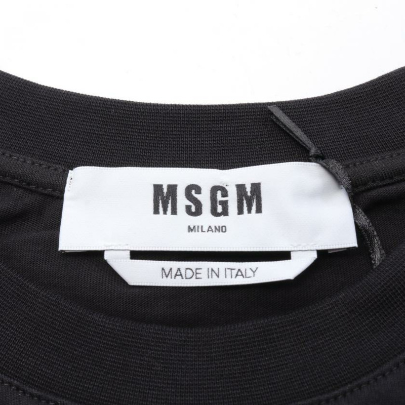 【日本直送】 Pre-owned MSGM T-shirt Cut and sew Crew neck sequin logo embroidery black multicolor ...