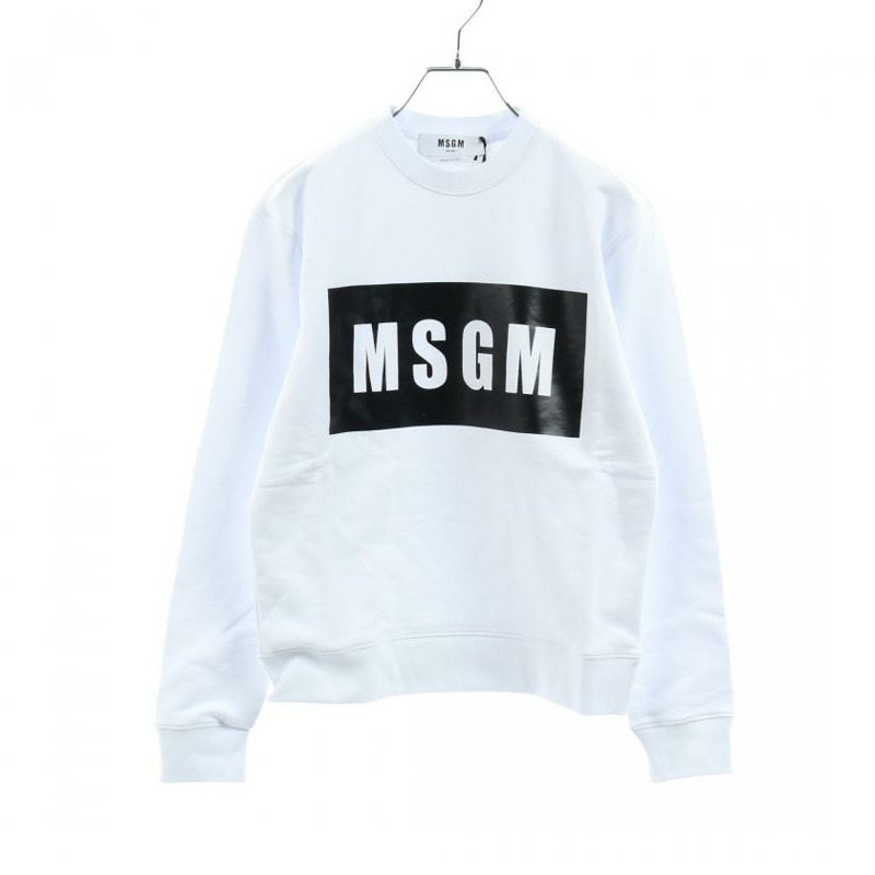 【日本直送】 Pre-owned MSGM trainer sweatshirt Crew neck logo print white｜PopChill 拍拍圈