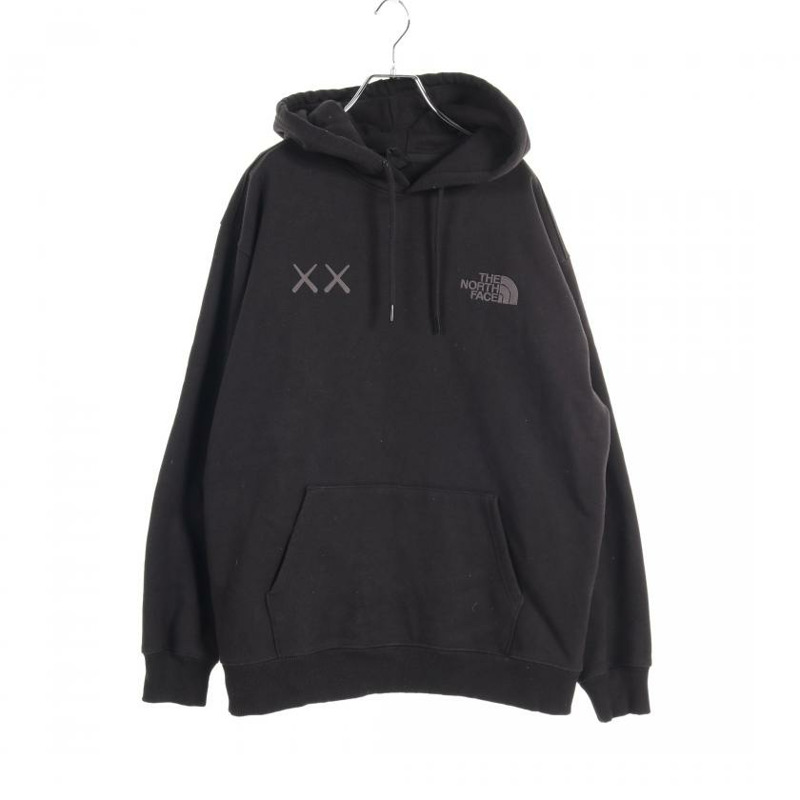 【日本直送】 THE NORTH FACE × KAWS POPOVER HOODY pullover hoodie cotton black ...