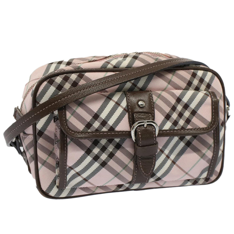 【日本直送】BURBERRY Nova 格紋藍色標籤單肩包尼龍皮革粉紅正品 53025｜PopChill 拍拍圈