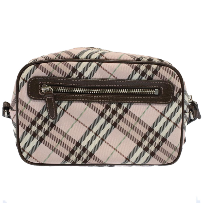 【日本直送】BURBERRY Nova 格紋藍色標籤單肩包尼龍皮革粉紅正品 53025｜PopChill 拍拍圈