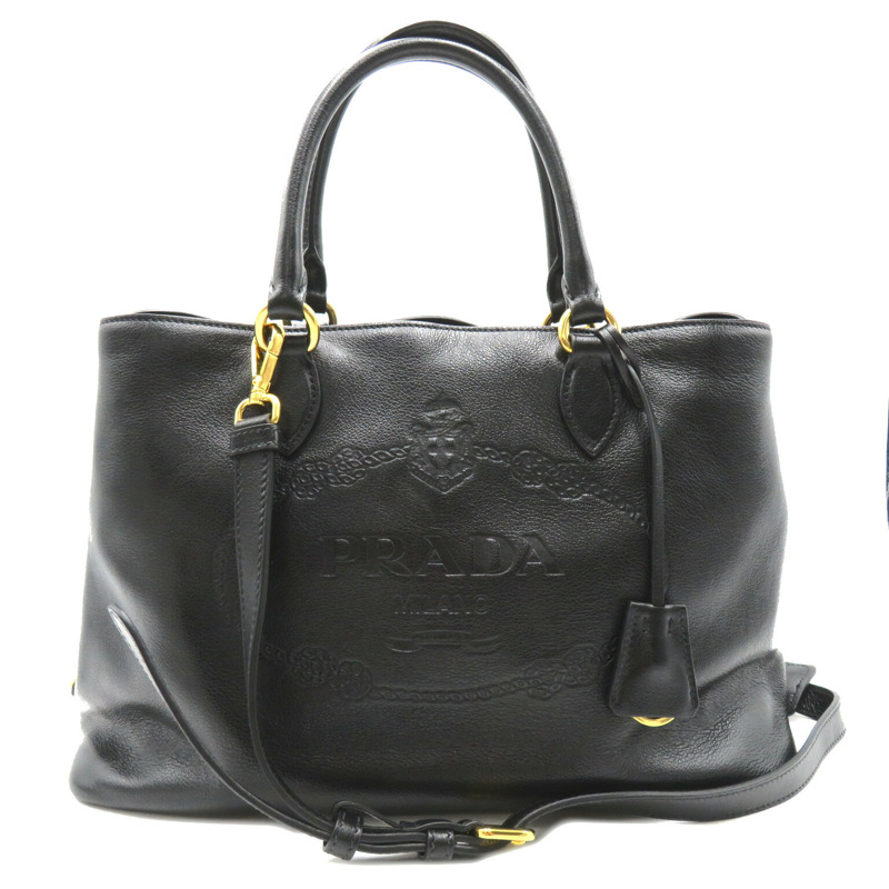 【日本直送】PRADA 2way 手提包單肩 1BA579 皮革黑色二手女式 GHW｜PopChill 拍拍圈