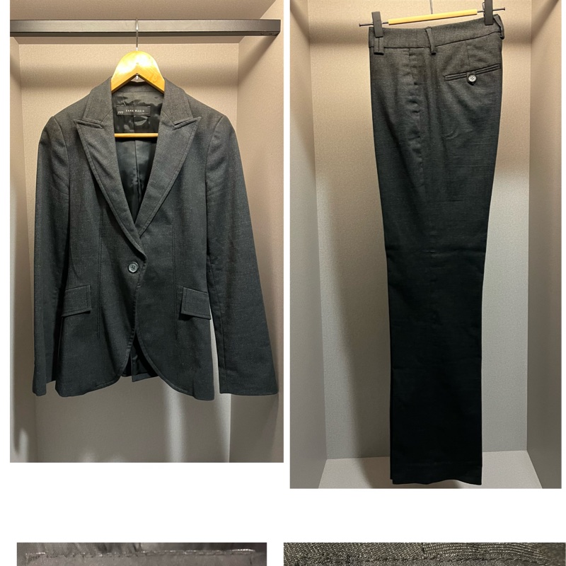 西班牙製ZARA BASIC 深灰色棉加羊毛材質西裝套裝｜PopChill 拍拍圈