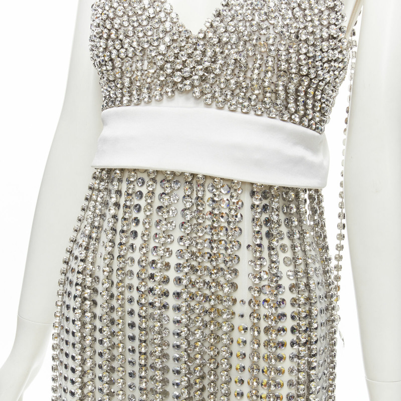 new BURBERRY RICCARDO TISCI Runway rhinestone crystal flapper dress UK6 ...