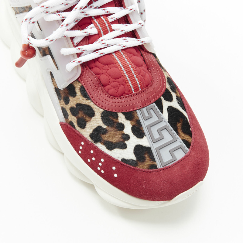 new VERSACE Chain Reaction Red Wild Leopard low chunky sneaker EU39.5 ...