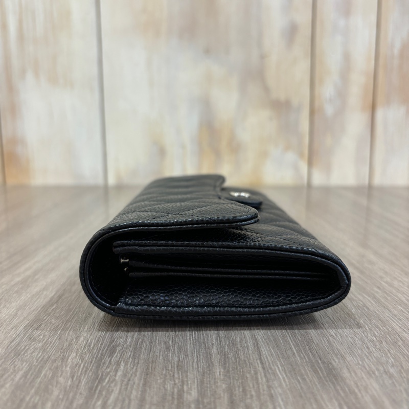 Chanel AP0241黑荔枝皮銀釦Coco掀蓋長夾｜PopChill 拍拍圈