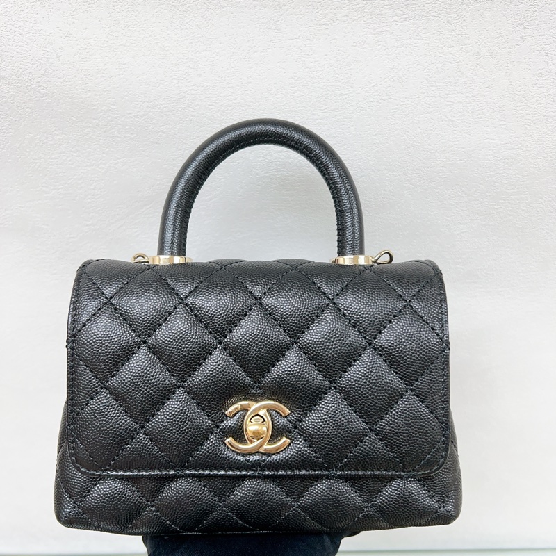 (已出 ) Chanel coco handle mini 迷你coco手柄包 黑金荔枝牛皮｜PopChill 拍拍圈