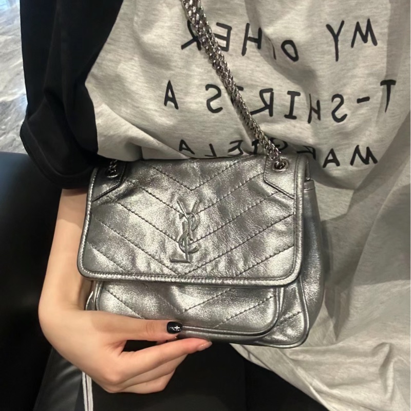 YSL niki baby 金屬銀｜PopChill 拍拍圈