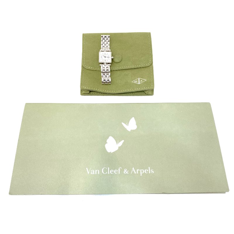 Van Cleef & Arpels 梵克雅寶 VCA Carree Diamond 18K White Gold Quartz Watch ...