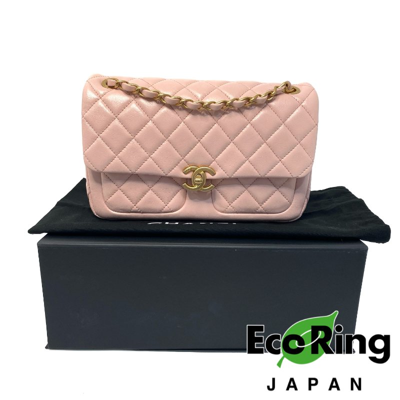 Chanel 香奈兒 Pink Lambskin Gold-tone Metal Gold Chain Flap Bag 粉紅色羊皮金色金屬 ...
