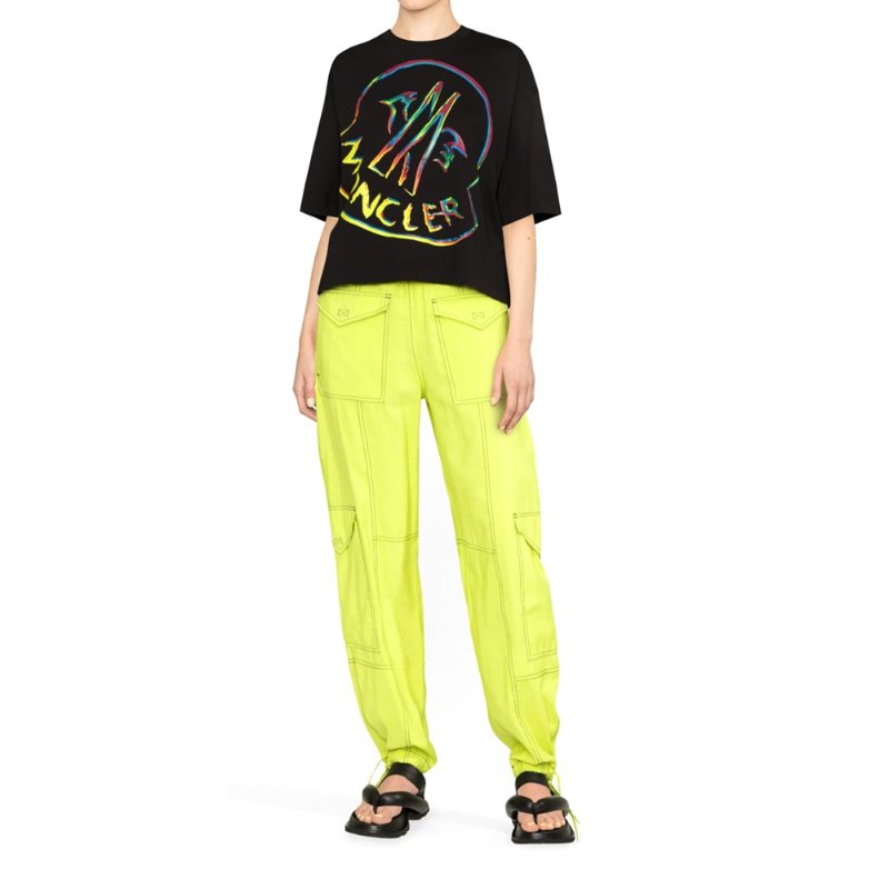 Moncler Colorful Large Logo Printed T-Shirt for Women in Black (8C00026 ...