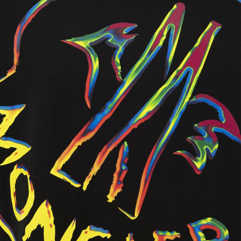 Moncler Colorful Large Logo Printed T-Shirt for Women in Black (8C00026 ...