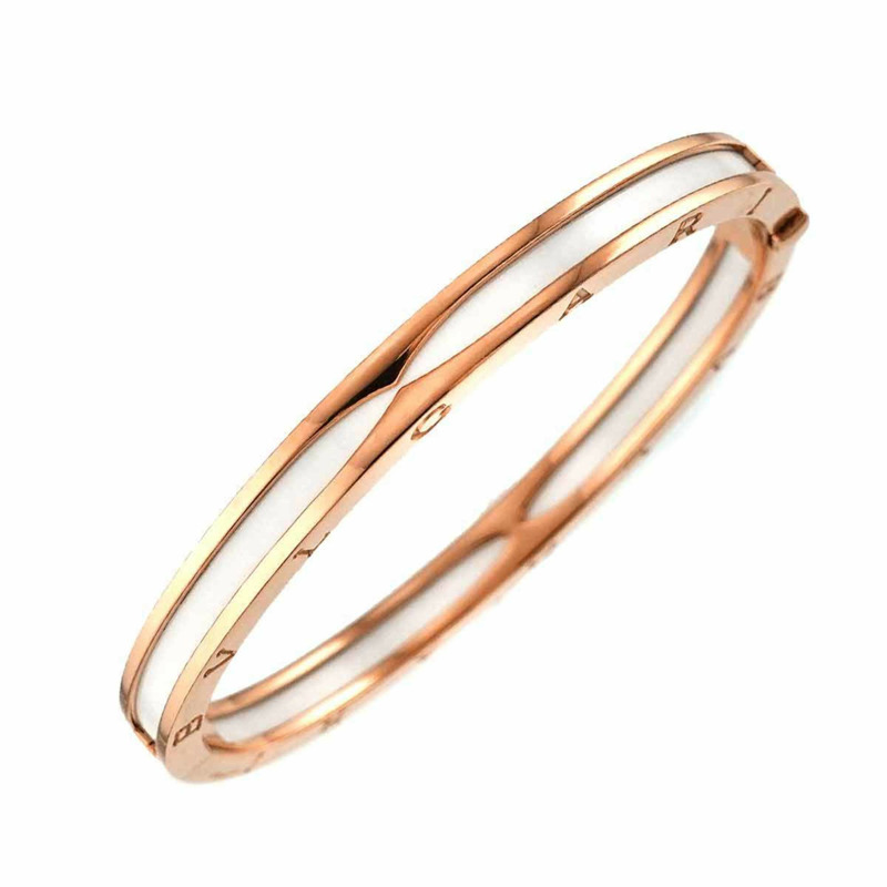 BVLGARI B-ZERO1 陶瓷 S 手鐲 K18 PG 粉金 750 手鍊｜PopChill 拍拍圈