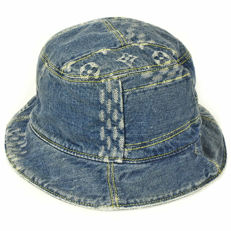 LOUIS VUITTON 帽子 Damier Giant Wave Monogram 帽子棉質 MP2733 牛仔布 NX0230 雙面 ...