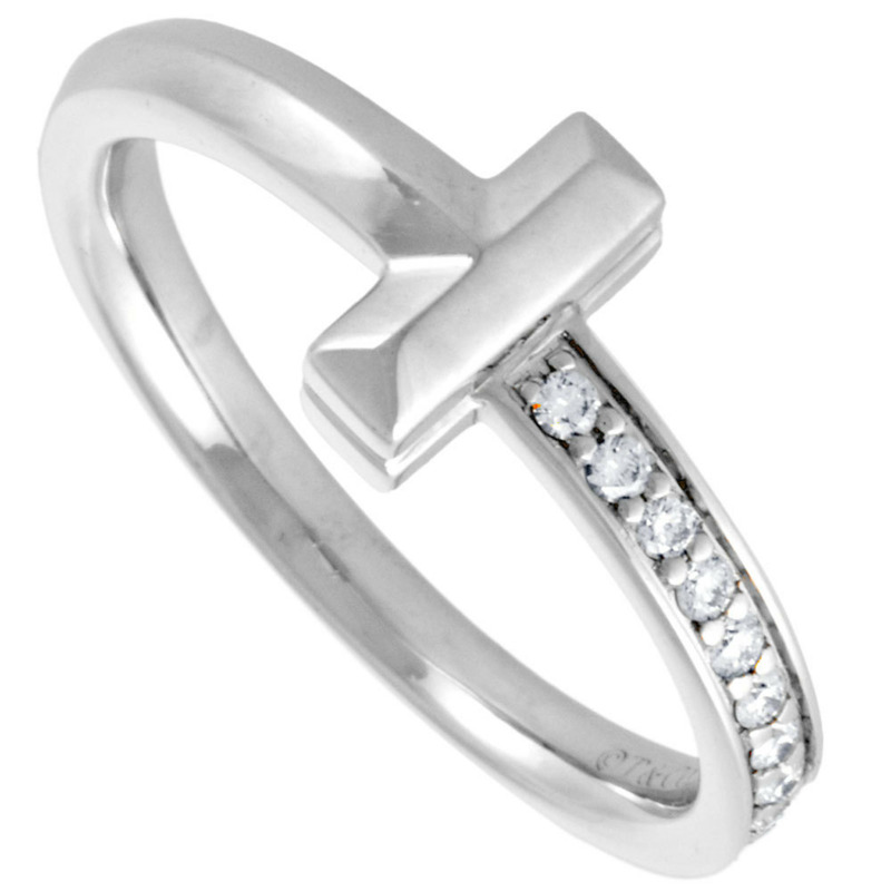 Tiffany & Co. T 一枚戒指，尺寸 11.5，K18WG，鑽石，0.08 克拉｜PopChill 拍拍圈