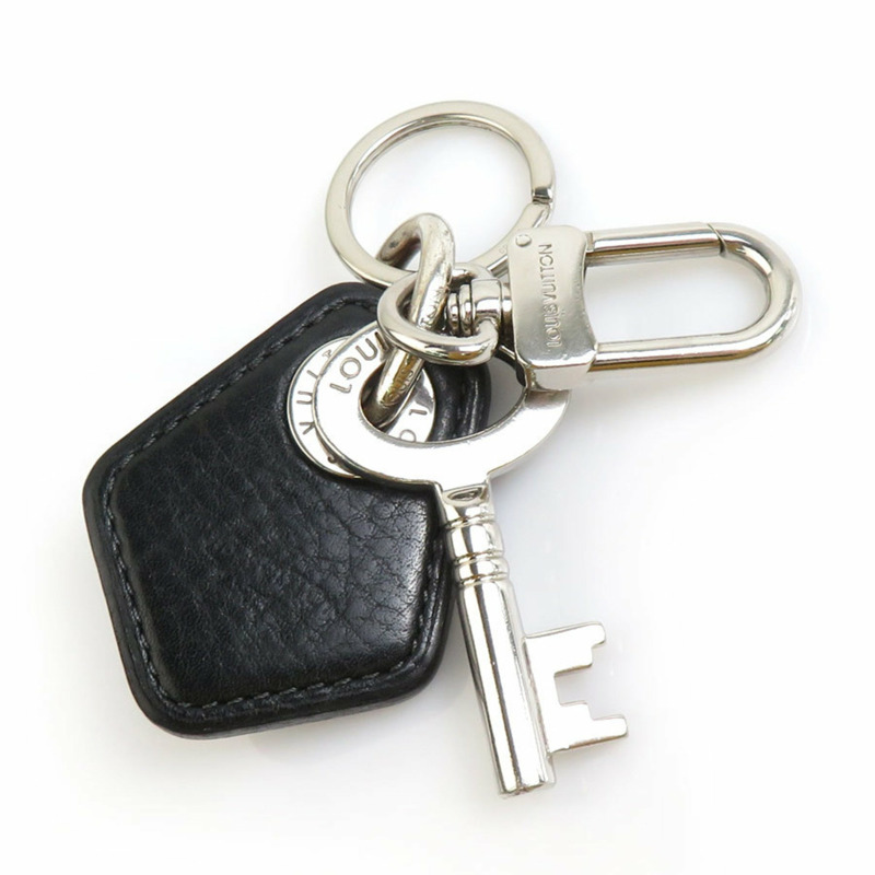 路易威登 LOUIS VUITTON Charm 鑰匙圈 Portocle LV 奶油色金屬皮革黑色 x 銀色男士女士 M66137 ...