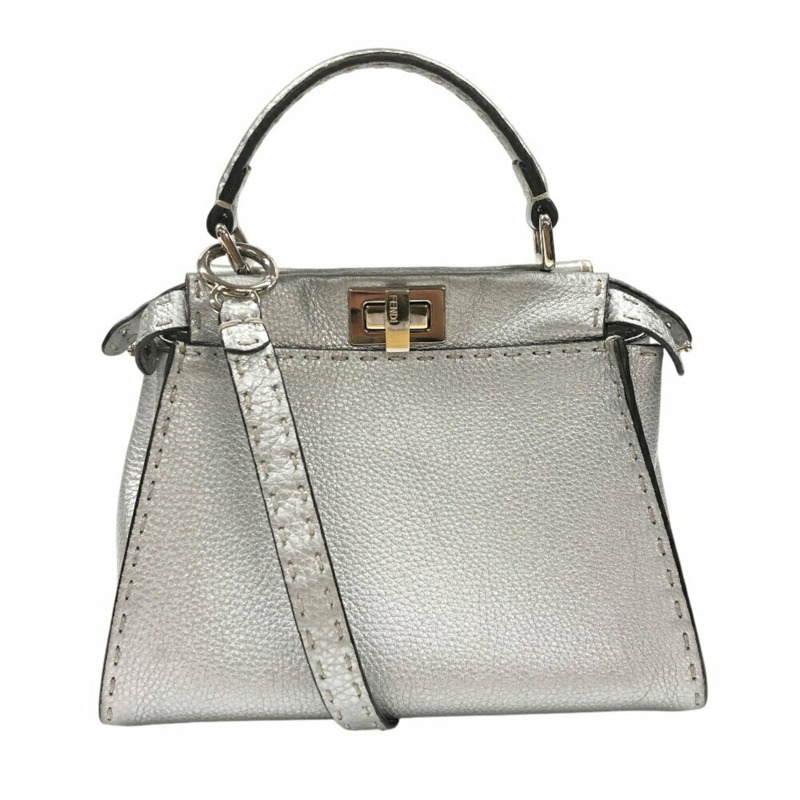 FENDI 8BN244 2way Selleria Peekaboo 手袋銀色女式｜PopChill 拍拍圈