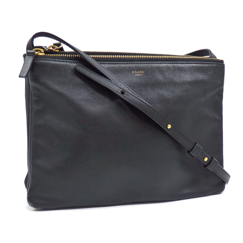Celine Trio 大號女士單肩包，黑色皮革，171453ETA.28BD｜PopChill 拍拍圈