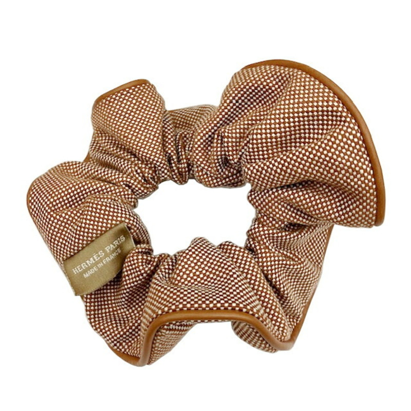 HERMES 愛馬仕 Scrunchie Claudia Plan Air 金/棕髮｜PopChill 拍拍圈