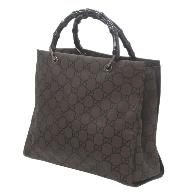GUCCI 竹製手提包深棕色 002 1010 002122 帆布皮革｜PopChill 拍拍圈