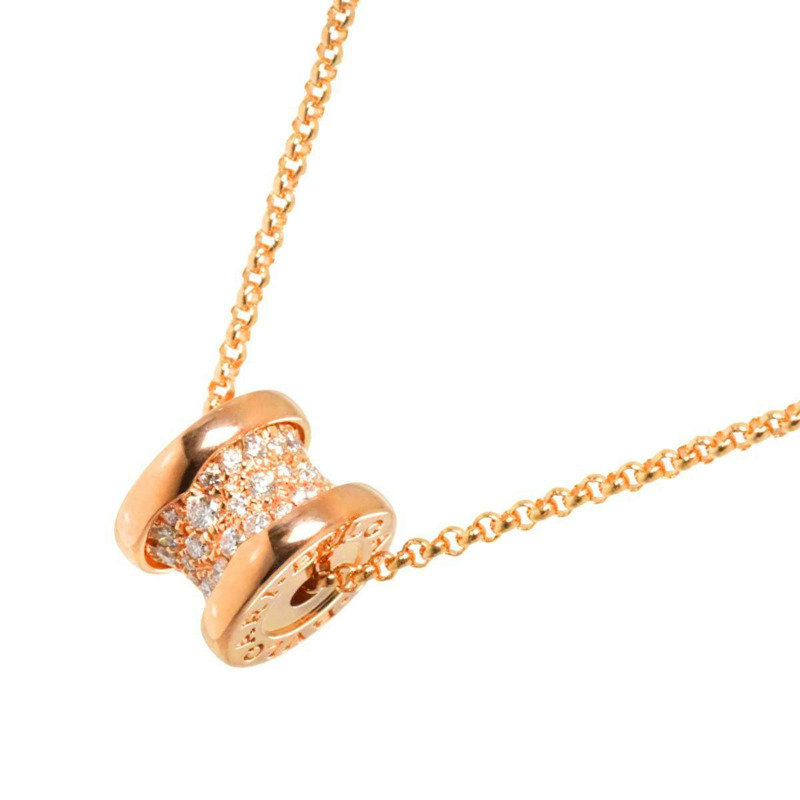 BVLGARI B-zero1 密鑲鑽石項鍊 43 公分 K18 PG 粉紅金 750｜PopChill 拍拍圈