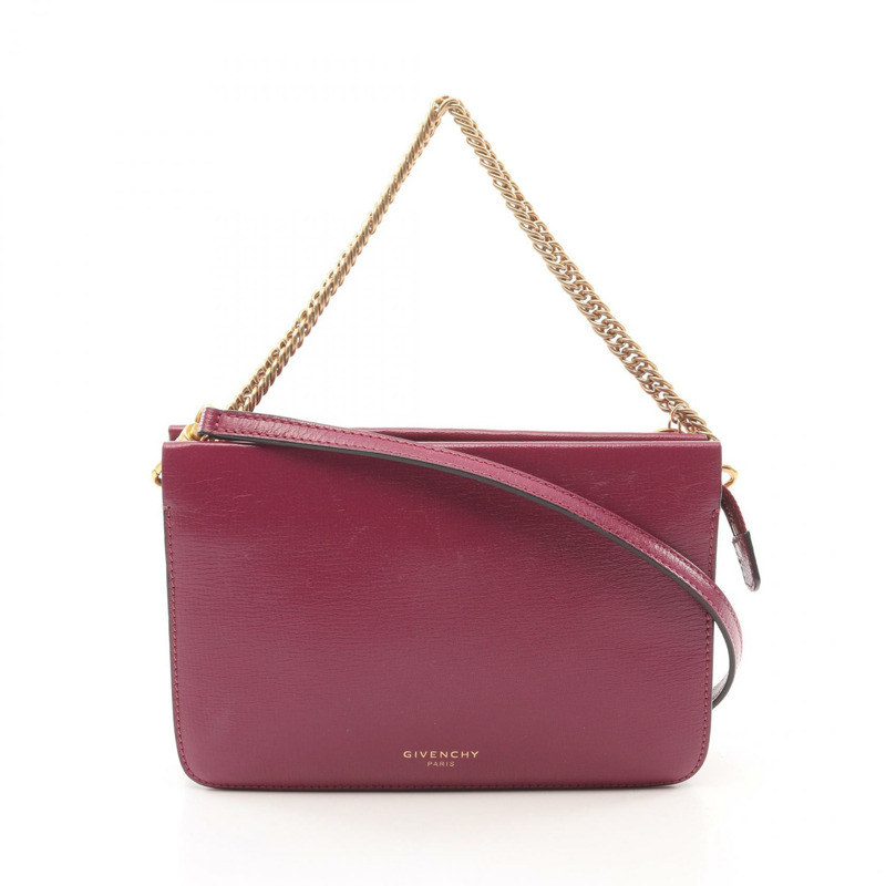 GIVENCHY CROSS3 2way 鏈條單肩包 手袋 皮革 紫色 二手 女款 GHW｜PopChill 拍拍圈