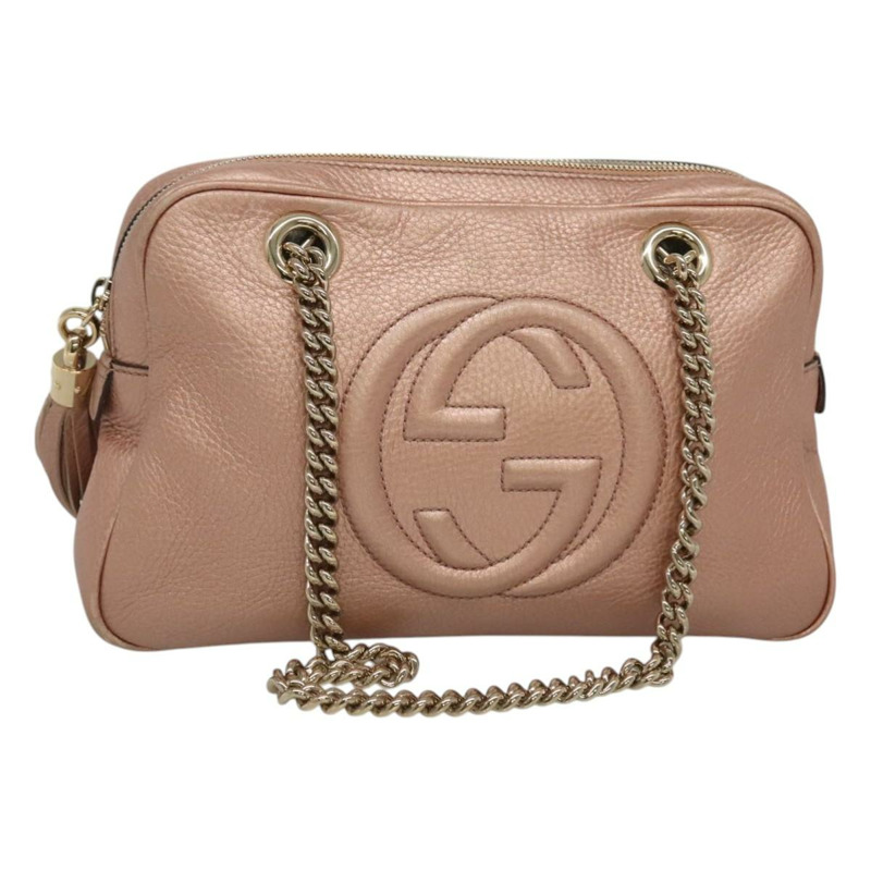 【日本直送】GUCCI 互鎖 Soho 小號單肩包 皮革 粉紅金色 308983 正品 117202｜PopChill 拍拍圈