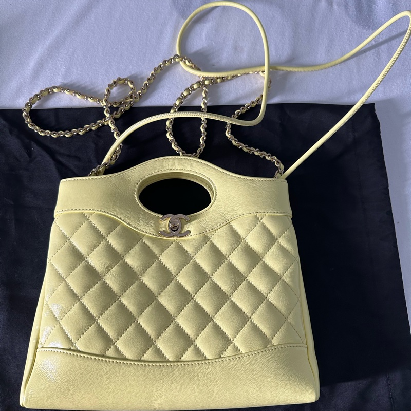 全新未用過香奈兒 Chanel 25p 31bag mini 淺黃色 羊皮 油蠟皮｜PopChill 拍拍圈