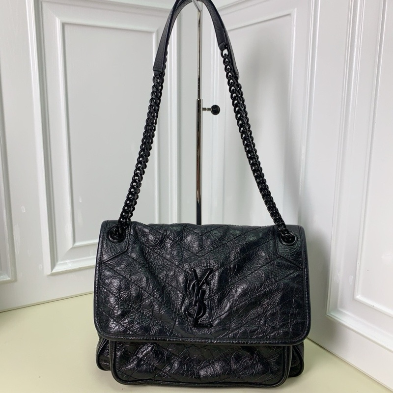 YSL Niki黑鏈油蠟皮中號｜PopChill 拍拍圈