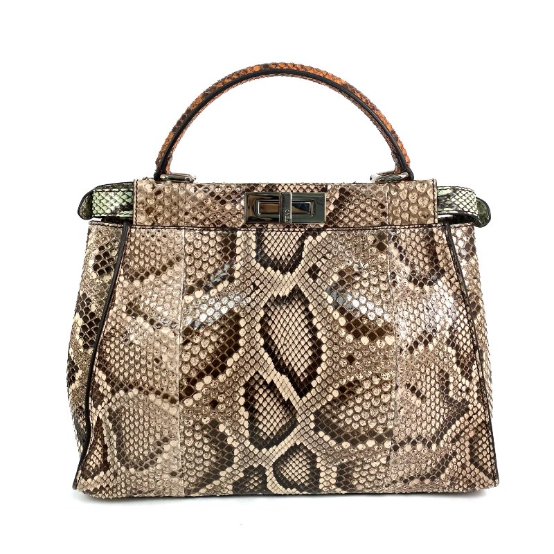 Fendi 芬迪 Peekaboo Beige, Orange Python Skin 2Way Bag 8BN290 米色,橙色蛇皮兩用袋 8BN290 -257009613 ...