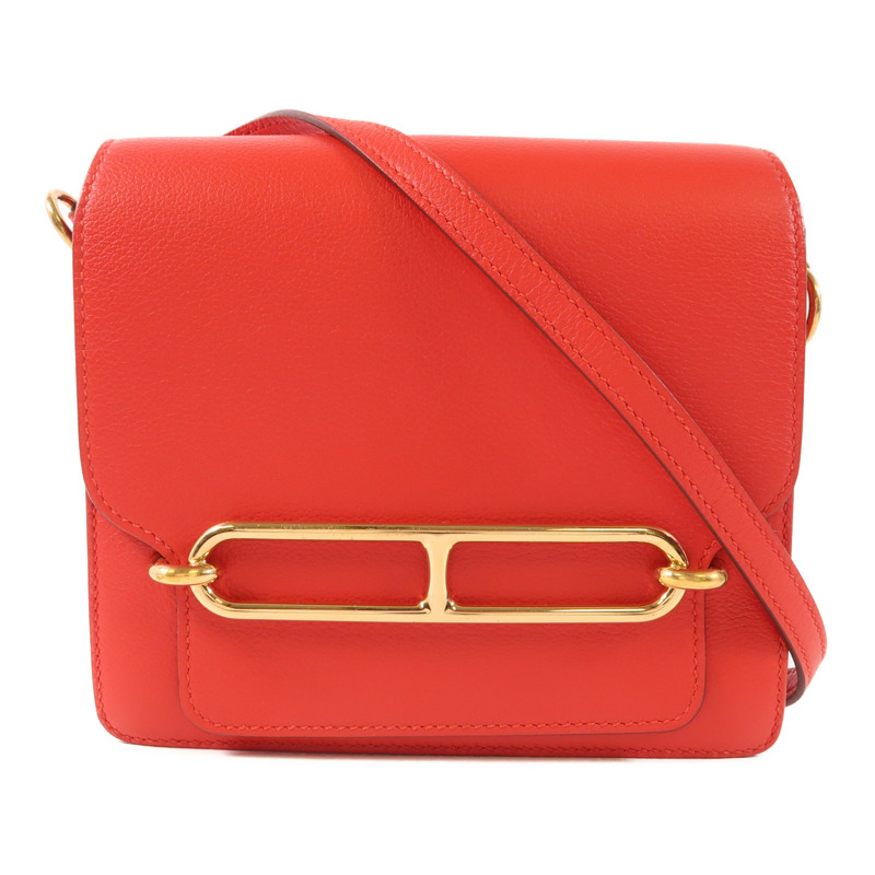 HERMES Evercolor皮革Mini Roulis金扣肩背袋S3 Rouge De Coeur｜PopChill 拍拍圈