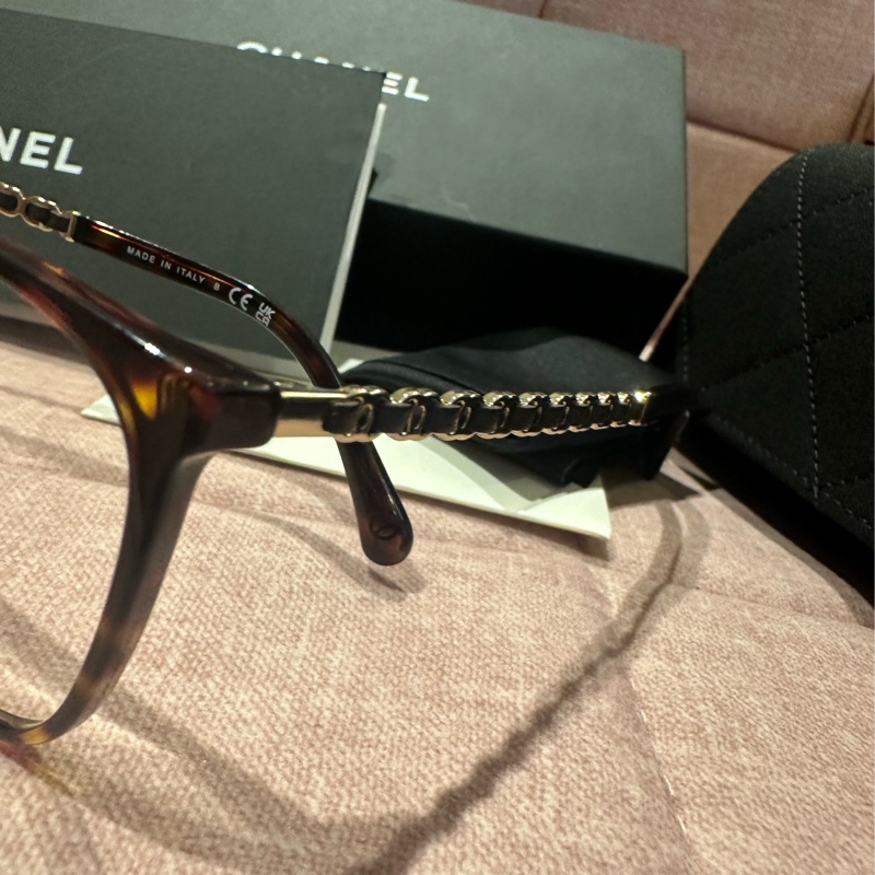 Chanel ch3408 小羊皮鏈條方框平光眼鏡 熱門玳瑁色｜PopChill 拍拍圈
